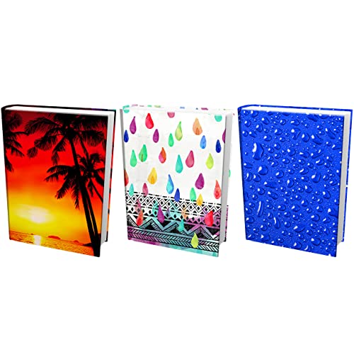 Extra Stretchy, Easy Apply Designer Book Covers 3 Pack. Stretchable Jumbo Jackets Fit Most Hardcover Textbooks Up to 9 x 11". Adhesive-Free, Nylon Fabric Protectors. Washable, Reusable School Supply