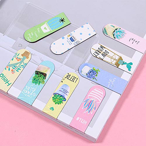 30 Pieces Cute Magnetic Bookmarks for Women/Men, Dual Sided Rainbow Film Laminated Book Markers for Girls, Funny Magnetic Bookmarks for Kids, Book Marks Bulk Page Clip Reading Giveaways (Cactus Plant)