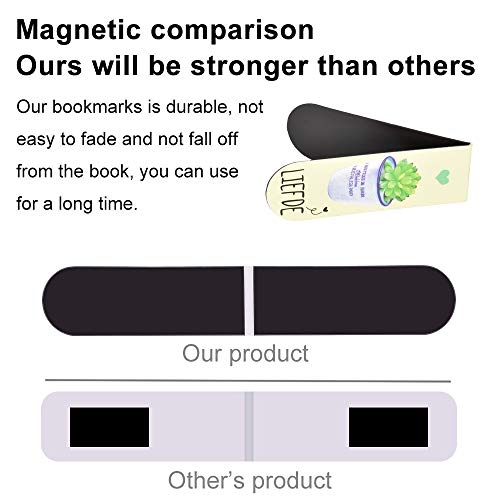 30 Pieces Cute Magnetic Bookmarks for Women/Men, Dual Sided Rainbow Film Laminated Book Markers for Girls, Funny Magnetic Bookmarks for Kids, Book Marks Bulk Page Clip Reading Giveaways (Cactus Plant)