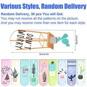 30 Pieces Cute Magnetic Bookmarks for Women/Men, Dual Sided Rainbow Film Laminated Book Markers for Girls, Funny Magnetic Bookmarks for Kids, Book Marks Bulk Page Clip Reading Giveaways (Cactus Plant)