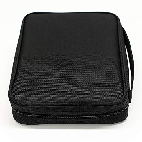 Black Medallion Cross and Pocket Nylon Bible Cover with Handle, Large