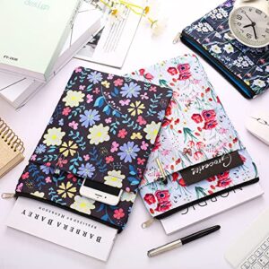 3 Pcs Book Floral Sleeve Cute Book Covers Book Protector Book Pouch Fabric Book Cover Protector with Zipper for Book Lovers Washable, Medium 11 Inch x 8.7 Inch