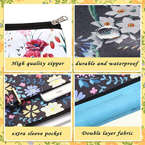 3 Pcs Book Floral Sleeve Cute Book Covers Book Protector Book Pouch Fabric Book Cover Protector with Zipper for Book Lovers Washable, Medium 11 Inch x 8.7 Inch