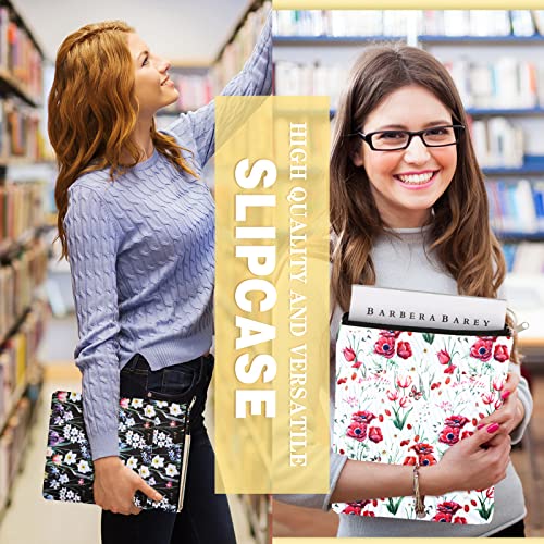 3 Pcs Book Floral Sleeve Cute Book Covers Book Protector Book Pouch Fabric Book Cover Protector with Zipper for Book Lovers Washable, Medium 11 Inch x 8.7 Inch