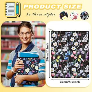 3 Pcs Book Floral Sleeve Cute Book Covers Book Protector Book Pouch Fabric Book Cover Protector with Zipper for Book Lovers Washable, Medium 11 Inch x 8.7 Inch