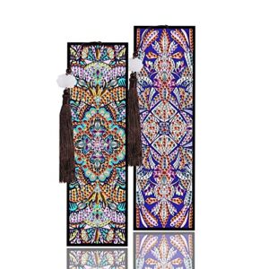 hardware store 112 2 pieces mandala style diamond painting bookmarks pu leather art bookmarks with tassels rhinestone bookmarks art kit best painting gifts for diy artwork, b-1026