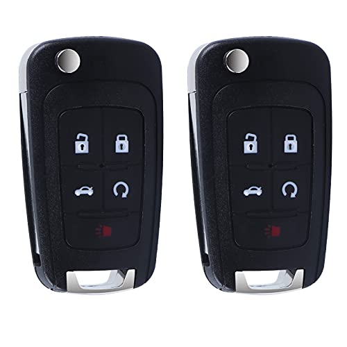 Car Keyless Entry Uncut Key Fob fit 2010-2016 Chevy Camaro Equinox Cruze,12-2016 Chevy Malibu Buick Lacrosse Verano(OHT01060512 5Buttons) 2 Pack