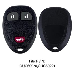 Remote Key Fob Control Replacement for Chevy Suburban Silverado Avalanche Traverse Tahoe Equinox Express, GMC Yukon Sierra Savana Acadia Enclave (OUC60270, OUC60221) 3btn 2 Pack