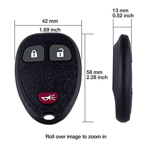 Remote Key Fob Control Replacement for Chevy Suburban Silverado Avalanche Traverse Tahoe Equinox Express, GMC Yukon Sierra Savana Acadia Enclave (OUC60270, OUC60221) 3btn 2 Pack