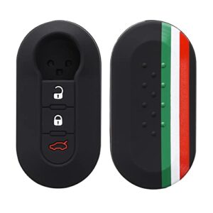 kwmobile silicone key fob cover compatible with fiat lancia 3 button car flip key – italy green/red/black