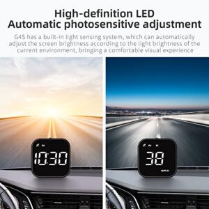 Digital GPS Speedometer, ACoiay Car Universal HUD Head Up Display with Speed MPH Compass, GPS Smart Gauge Speedometer, Overspeed Alarm Trip Meter, Fatigued Driving Alert, for All Vehicle (G4S-White)