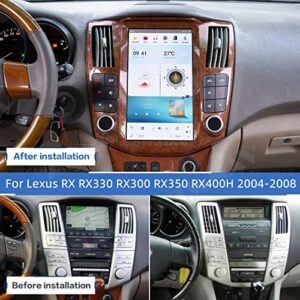 ZWNAV Qualcomm Processor Tesla Style Touch Screen Car Stereo for Lexus RX RX330 RX300 RX350 RX400H 2004-2008 Radio Android Auto Replacement Unit Audio Multimedia Player GPS Navigation