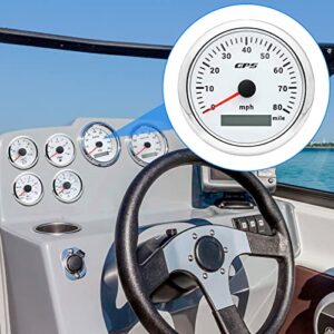 ARTILAURA GPS Speedometer Car Boat GPS Speedometer 85mm 3-3/8" 7 Color 80MPH Waterproof Gauge 9-32V for AUTO Motorcycle Marine Truck (White)