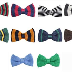 Andongnywell Knit Bow Tie Mens Vintage Adjustable Pre Tied Knitted Woven Bowtie Stripes Pre-tied Knit Bow Tie (Blue,One Size)