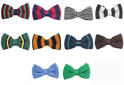 Andongnywell Knit Bow Tie Mens Vintage Adjustable Pre Tied Knitted Woven Bowtie Stripes Pre-tied Knit Bow Tie (Blue,One Size)