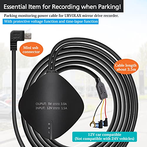 URVOLAX Dash Cam Hardwire Kit,11.5FT Cable with Battery Protection for UR11X (12V)