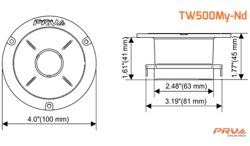 PRV AUDIO TW500My-Nd Mylar Neodymium 4" Bullet Super Tweeter 8 ohms 1.25" VC Pro Audio High Frequency Driver 108dB 75 Watts RMS (Single)