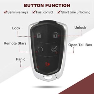 ANGLEWIDE Car Key Fob Keyless Entry Remote Replacement for Cadillac XTS 15-19 14-19 for Cadillac CTS for Cadillac ATS (FCC HYQ2AB) 5 Buttons Black 1pad