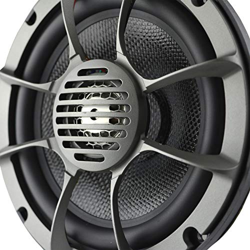 Audiopipe APMP-T625LD 6.5 Inch 250 Watt Max, 4 Ohm Marine Audio 2 Way Coaxial Stereo Speaker with LED Lights and 1.2 Inch Kapton Voice Coil, Silver