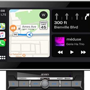 Jensen CAR1000 10.1" Extra Large Touchscreen Media Receiver with Apple CarPlay and Android Auto l Built-in Bluetooth with A2DP Music Streaming and Phonebook Support