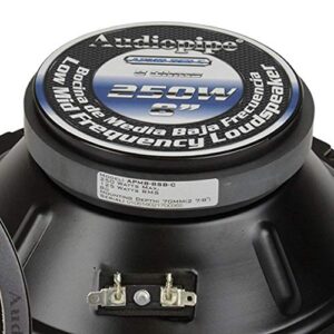 Audiopipe APMB-8SB-C 8 Inch 250 Watt MAX, 125 RMS, 8 Ohm Low/Mid Frequency Midrange Driver, Car Stereo Loudspeaker with KSV Voice Coil (4 Pack)