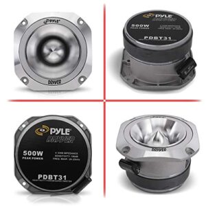 1.5” Audio Car Tweeter Speaker - Aluminum Die-Cast Frame, 500 Watt Peak, 2 kHz - 25 kHz Frequency Response, 4 Ohm, Heavy Duty 30 oz. Magnet Structure - Pyle PDBT31 SILVER