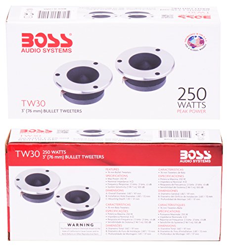 BOSS Audio Systems TW30 250 Watt Per Pair, 3 Inch Bullet Car Tweeters Sold in Pairs