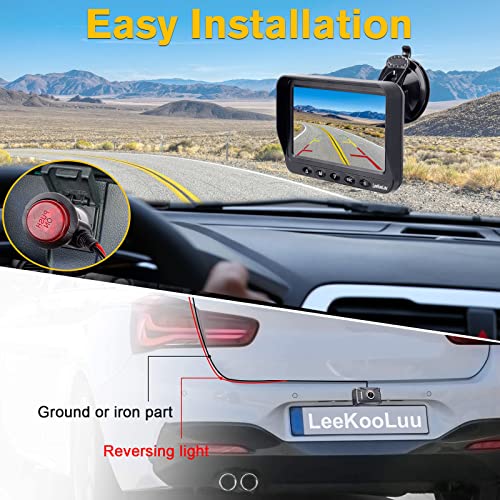 LeeKooLuu Wireless Backup Camera for Trucks HD 1080P Support 2 Rear View Camera for Cars Sedans Minivans Stable Digital Signal IP69 Waterproof Night Vision Grid Lines DIY Setting F08