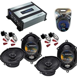 HA-R68 Compatible with Ford F-250/350/450/550 05-12 Rhythm Series 5x7" 6x8" Replacement 225W Speakers, HA-A400.4 Alloy 4-Channel 800W Speaker Sub Amp and HA-AK10 Gauge 600W Amp Install Kit