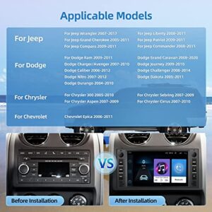 Android Car Stereo for Jeep Wrangler Chrysler 300C Dodge RAM with Apple Carplay and Android Auto, 7 Inch Touch Screen Head Unit with Bluetooth WiFi GPS Mirror Link FM/RDS + Backup Camera