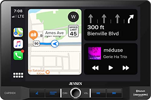 Jensen CAR910X 9 inch Mechless Multimedia Receiver with Apple CarPlay l Android Auto l SiriusXM-Ready l Built-in Bluetooth l 240 Watts MOSFET Power (60W x 4) (Renewed)