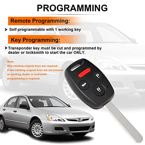 SaverRemotes Key Fob Compatible for 2003-2007 Honda Accord Keyless Entry Remote Replacement OUCG8D-380H-A