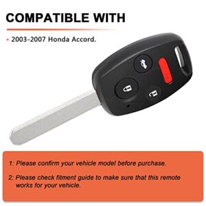 SaverRemotes Key Fob Compatible for 2003-2007 Honda Accord Keyless Entry Remote Replacement OUCG8D-380H-A