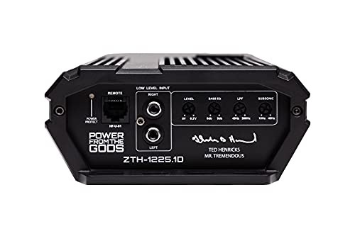 Hifonics ZTH-1225.1D Zeus Theta Compact Mono Channel Car Audio Amplifier (Silver) – Class D Amp, 1200-Watt, Onboard Electronic Crossover, Built-in Bass Control, Bass Remote Included