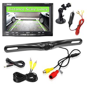 pyle car backup camera rearview – mirror screen reverse parking sensor hd 7″ lcd screen monitor distance scale line waterproof night vision 170 wide angle lens swivel angle adjustable cam – azplcm7500