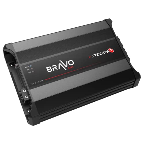 Stetsom Bravo BASS 5000 1 Ohm Mono Subwoofer Car Audio Amplifier, 5000.1 5K Watts RMS, 1Ω Stable, Sound Quality, Crossover & Bass Boost 5000W Sub Amp, Smart Coolers