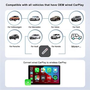 OneCarStereo Wireless CarPlay Adapter Apple CarPlay Dongle Mini for iPhone Convert Wired to Wireless for OEM Wired CarPlay Cars Model, Easy Plug and Play, Support Online Upgrade