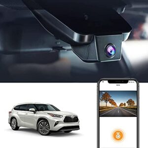 fitcamx 4k dash cam suitable for toyota highlander 2017 2018 2019 le limited l xle platinum hybrid (gen3), integrated oem style, 2160p uhd video wifi, g-sensor, loop recording, plug & play, 64gb card