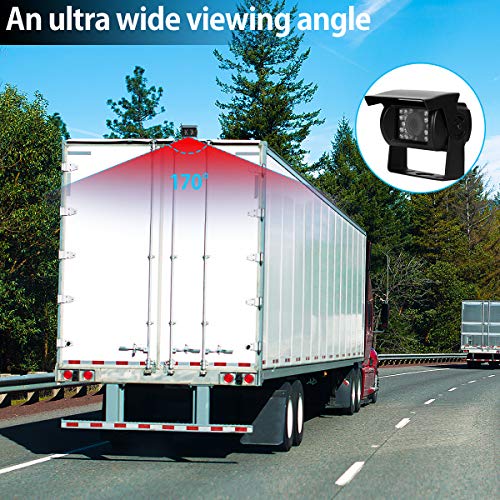 Dual Backup Camera for Truck RV,Back up Camera with Monitor Kit Split Screen 7inch Reverse Monitor,2 Side/Rear View Cameras for Trailer Hitch/Van/Vehicle with 170 Degree,IP68 Waterproof,4Pin Video.