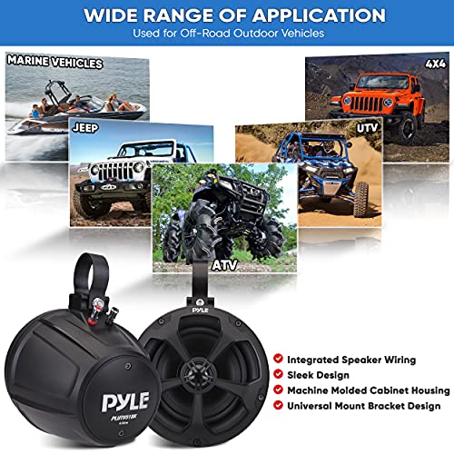 Pyle 2-Way Dual Waterproof Off-Road Speakers - 5.25 Inch 1000W Marine Grade Wake Tower Speakers System, Full Range Outdoor Audio Stereo Speaker for ATV, UTV, Quad, Jeep, Boat - Pyle PLUTV51BK