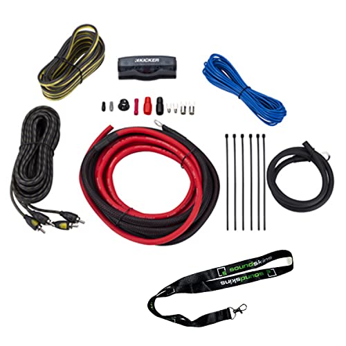 Kicker 6 Gauge Copper Amp Kit 47VK6-6AWG Complete Amplifier Wiring Kit with 2 Ch. Interconnects – Full Spec Oxygen-Free Copper Cabling Plus Free SoundSkins Lanyard