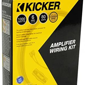 Kicker 6 Gauge Copper Amp Kit 47VK6-6AWG Complete Amplifier Wiring Kit with 2 Ch. Interconnects – Full Spec Oxygen-Free Copper Cabling Plus Free SoundSkins Lanyard