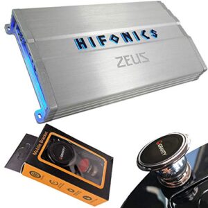 hifonics zg-1200.4 zeus gamma 1200 watts 4-channel full range bridgeable audio amplifier class a/b amp for car & vehicles with gravity magnet phone holder bundle