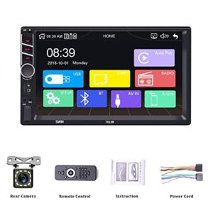 Double Din Car Stereo Compatible with Apple Carplay CAMECHO 7 Inch HD Touchscreen Radio with Bluetooth and Backup Camera, Remote Control, Phone Mirror Link,USB TF AUX Input, SWC, FM Audio Receivers