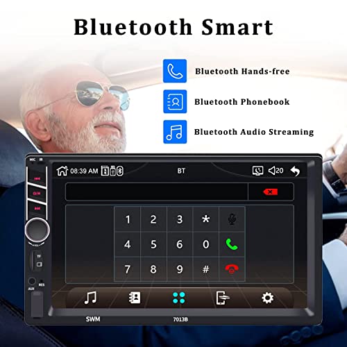 Double Din Car Stereo Compatible with Apple Carplay CAMECHO 7 Inch HD Touchscreen Radio with Bluetooth and Backup Camera, Remote Control, Phone Mirror Link,USB TF AUX Input, SWC, FM Audio Receivers