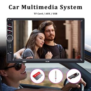 Double Din Car Stereo Compatible with Apple Carplay CAMECHO 7 Inch HD Touchscreen Radio with Bluetooth and Backup Camera, Remote Control, Phone Mirror Link,USB TF AUX Input, SWC, FM Audio Receivers