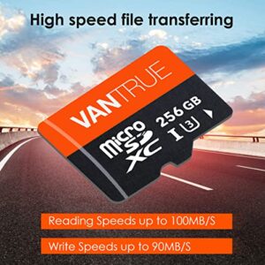 Bundle: Vantrue E3 3 Channel WiFi Dash Cam with GPS Speed, Wireless Remote Controller +256GB microSD Card