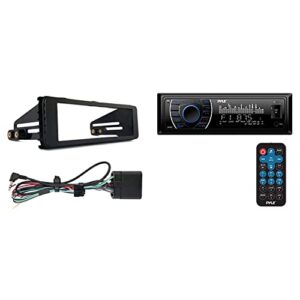 enrock ehdrab98-13 harley davidson single-din stereo installation kit fits 1998-2013 & pyle bluetooth marine receiver stereo – 12v single din style boat in dash radio receiver system (black)