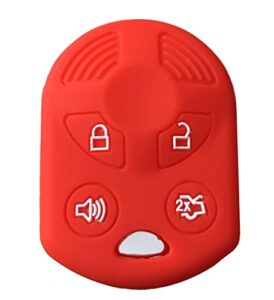 kawihen silicone key fob cover compatible with ford lincoln mercury 4 buttons oucd6000022 164-r8046 164-r7040 cwtwb1u722 (red)