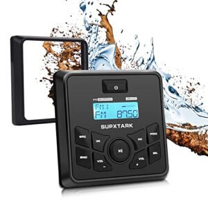 weatherproof marine gauge receiver-bluetooth, boat digital media mp3 player, am/fm radio, usb port, aux in, adjustable screen brightness for boat golf utv atv